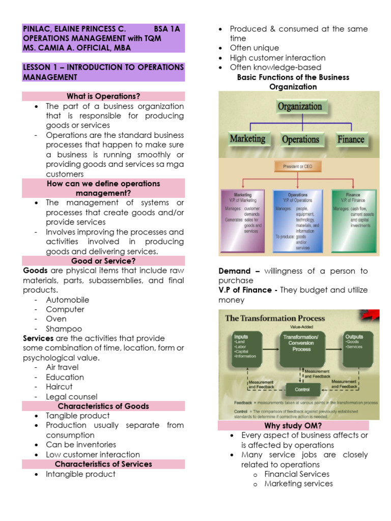 Operations Management Notes L1-5 | PDF | Forecasting | Statistics