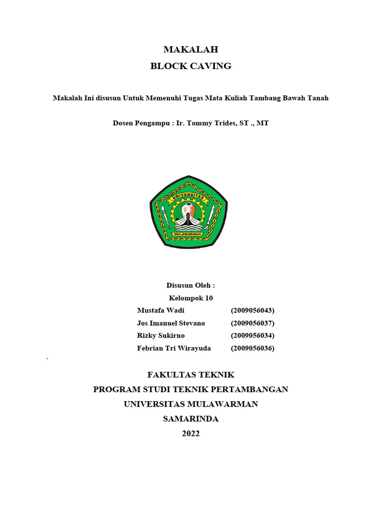 Makalah Block Caving | PDF