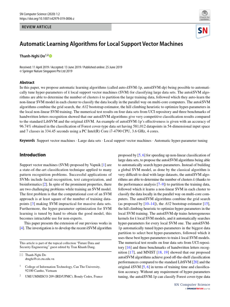 2019 Article | PDF | Support Vector Machine | Machine Learning