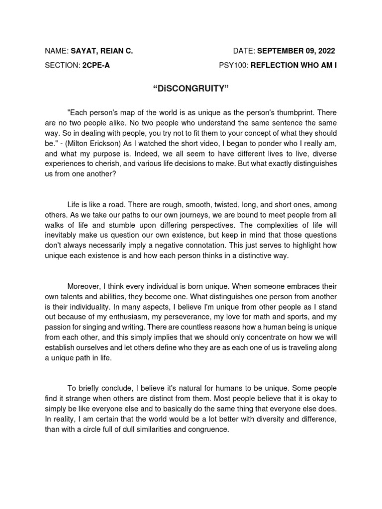 Sayat Who Am I Psy100 | PDF