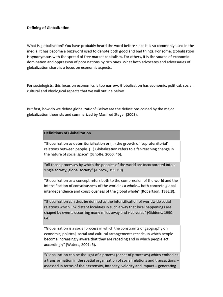 Defining of Globalization | PDF
