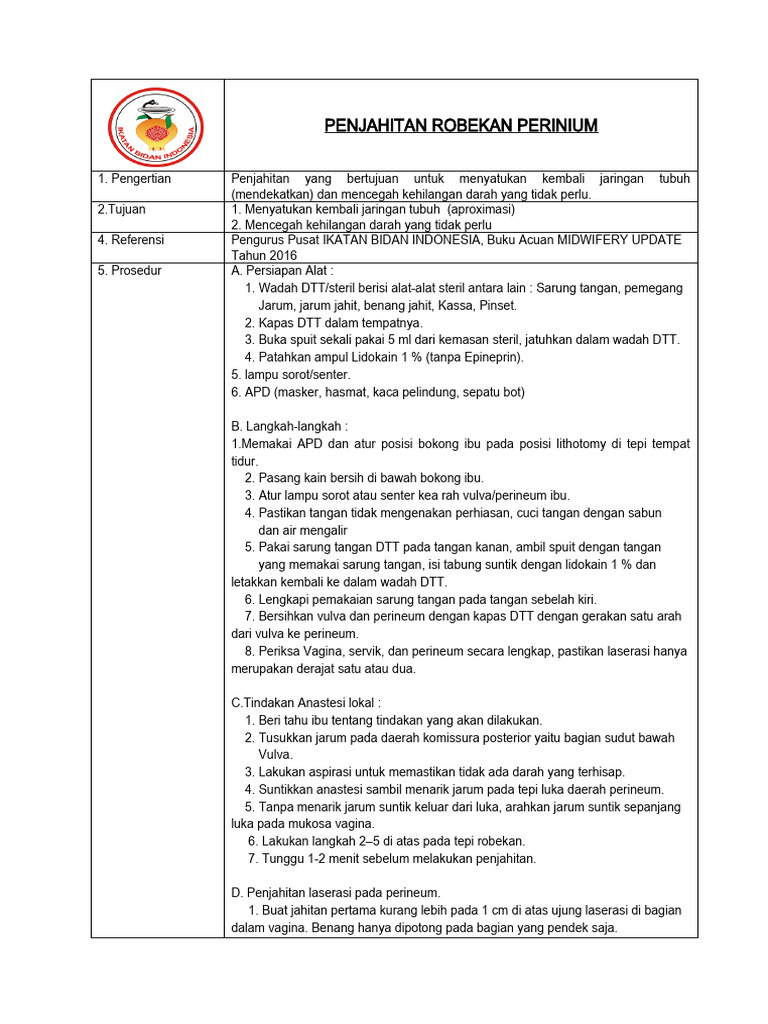 Sop Penjahitan Robekan Perinium | PDF