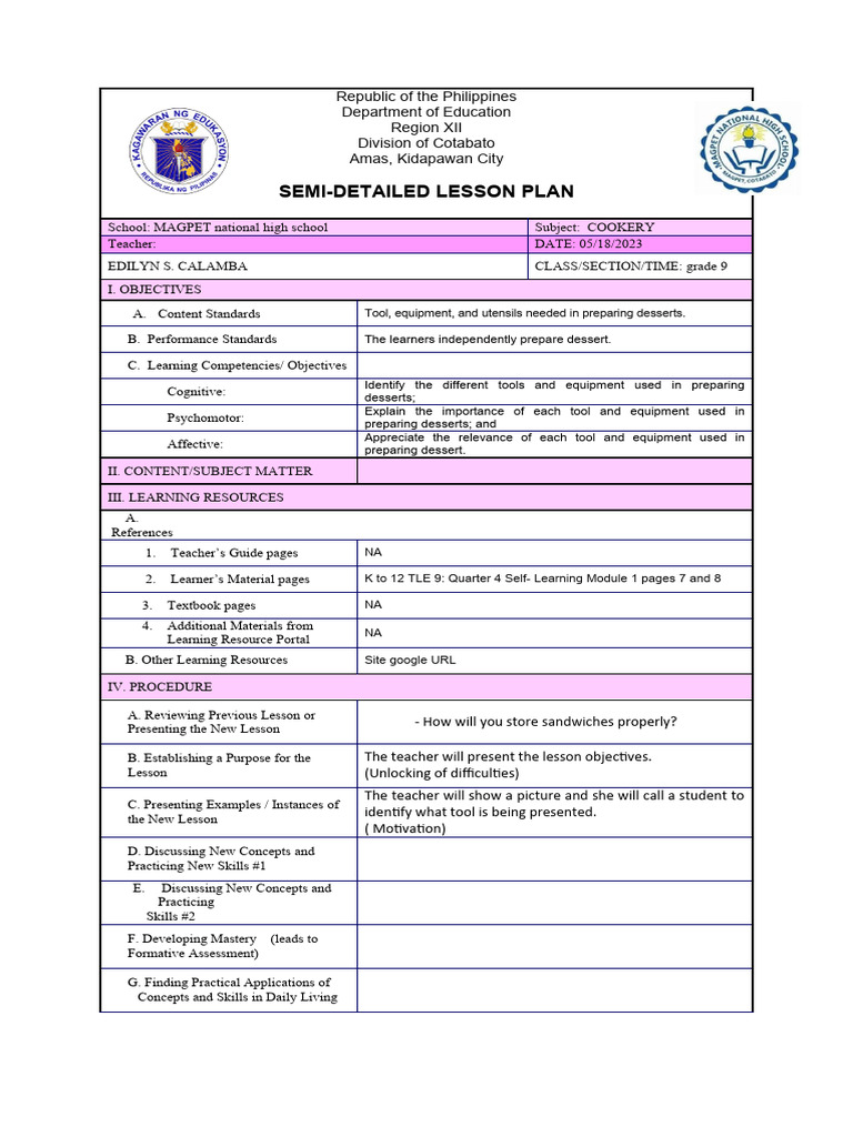 LP SH For Demo | PDF | Learning | Teachers
