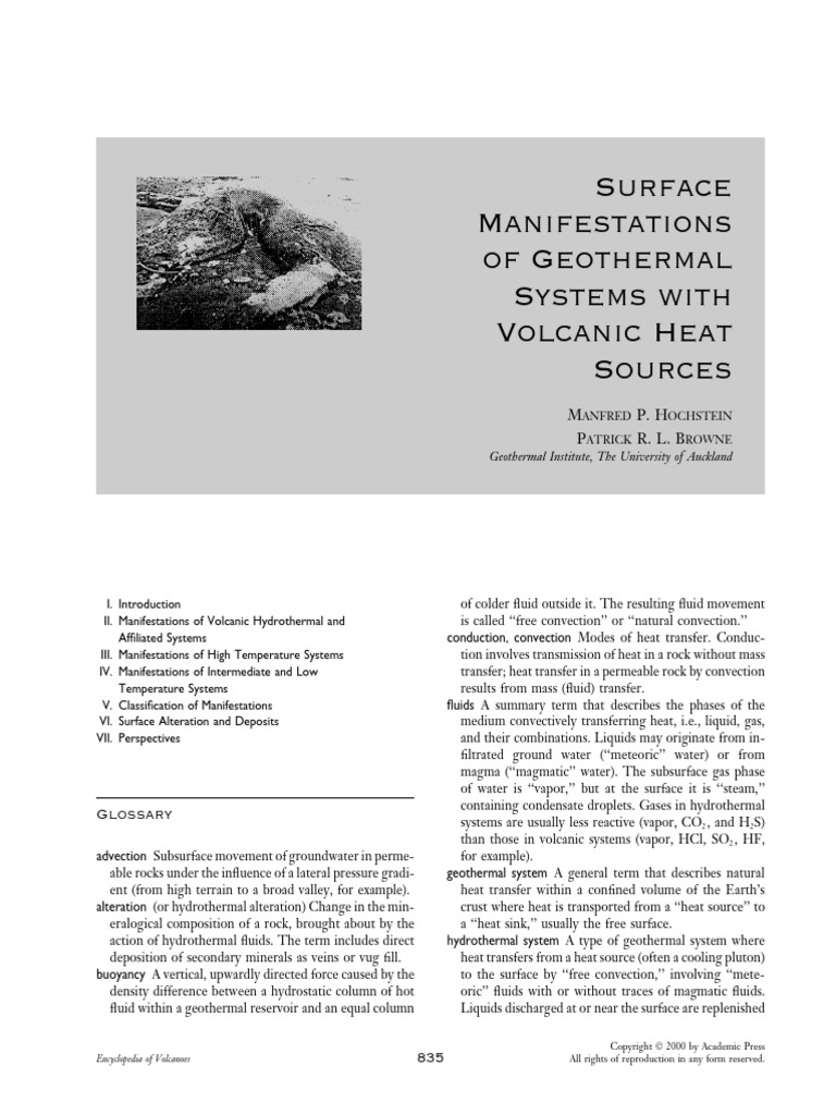 Surface Manifestations of Geothermal System With Volcanic Heat Sources ...