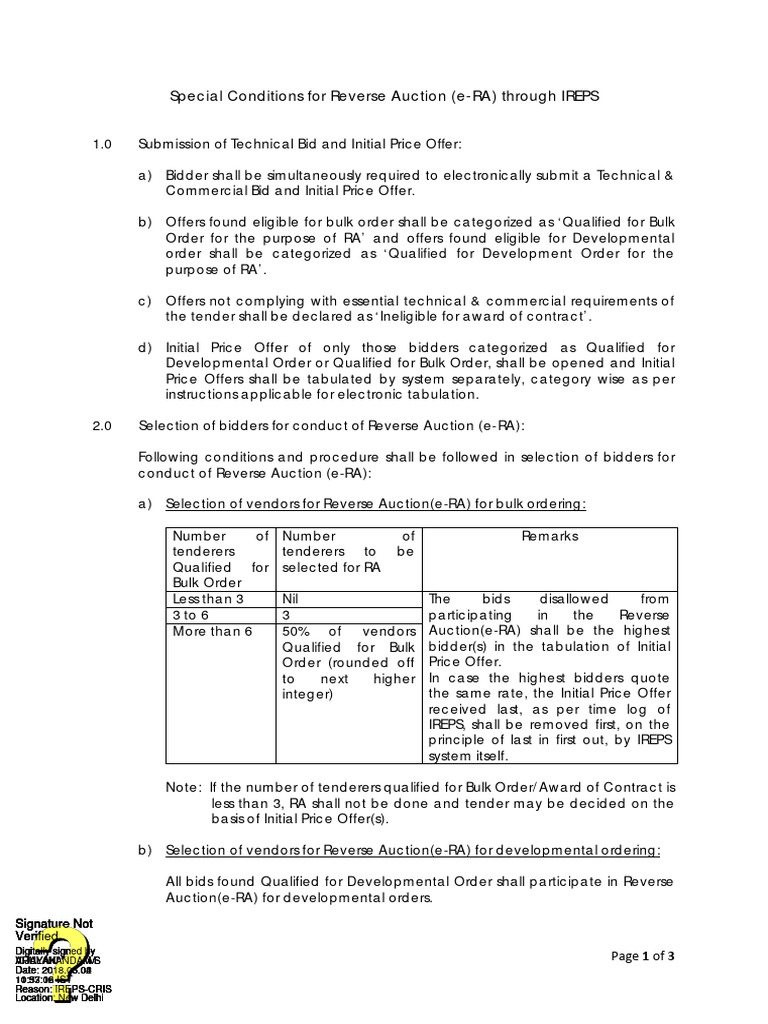 e-RA Guidelines for IREPS Bidders | PDF | Auction | Economies