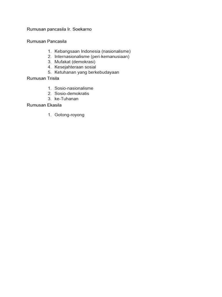Rumusan Pancasila Ir. Soekarno | PDF