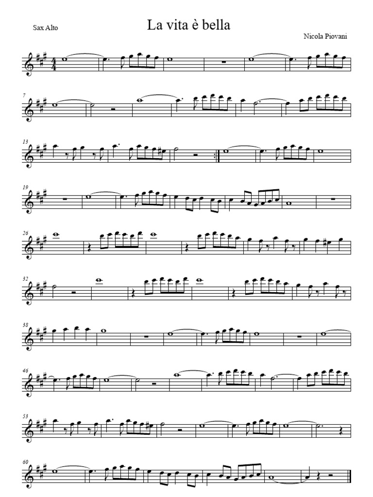 La Vita È Bella (Sax Alto) | PDF