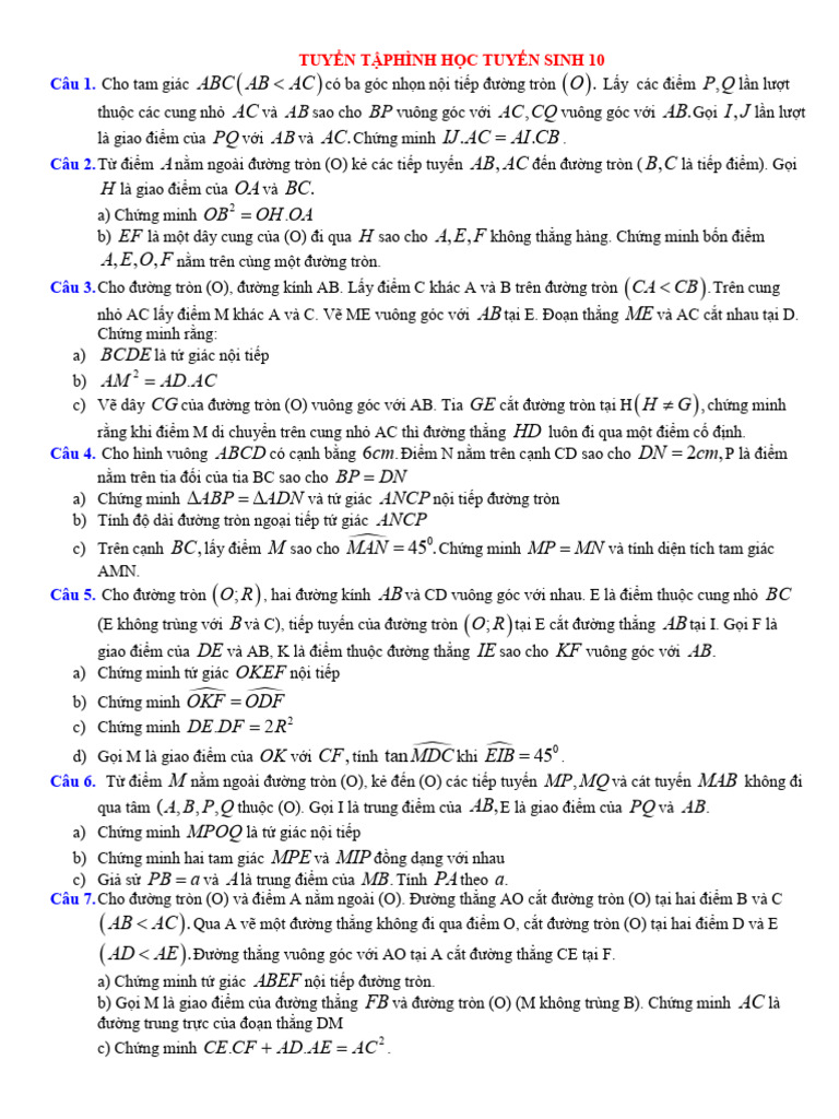 BÀI TẬP ÔN HÌNH | PDF