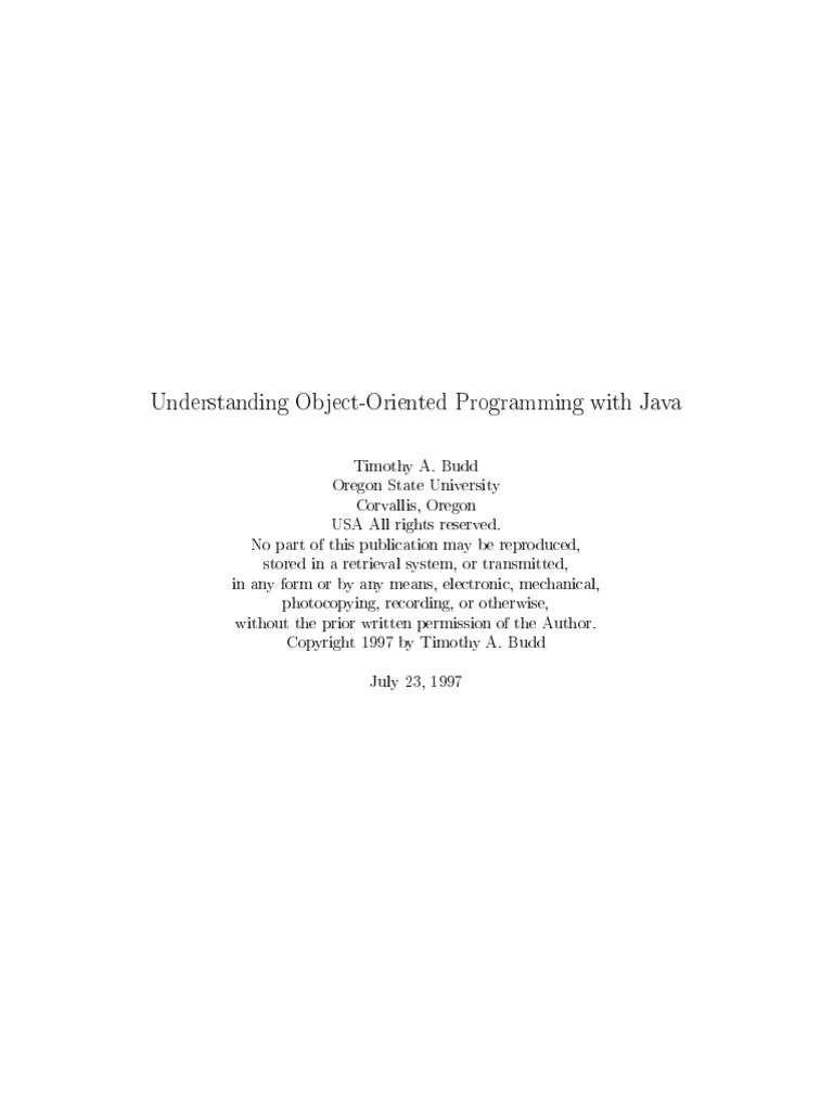 Timothy Budd - Understanding Object-Oriented Programming With Java | PDF | Inheritance (Object ...