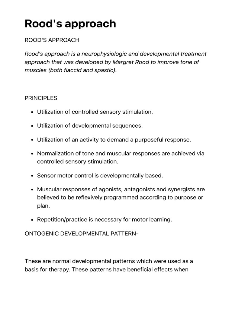 Rood's Approach - Physiosimplified | PDF