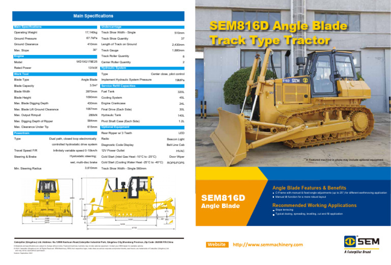 SEM816D Tractor Specifications | PDF