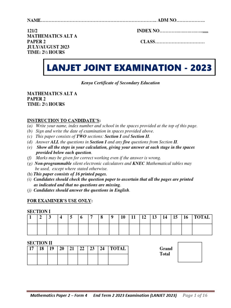 Lanjet Maths PP2 QSN | PDF | Circle | Triangle