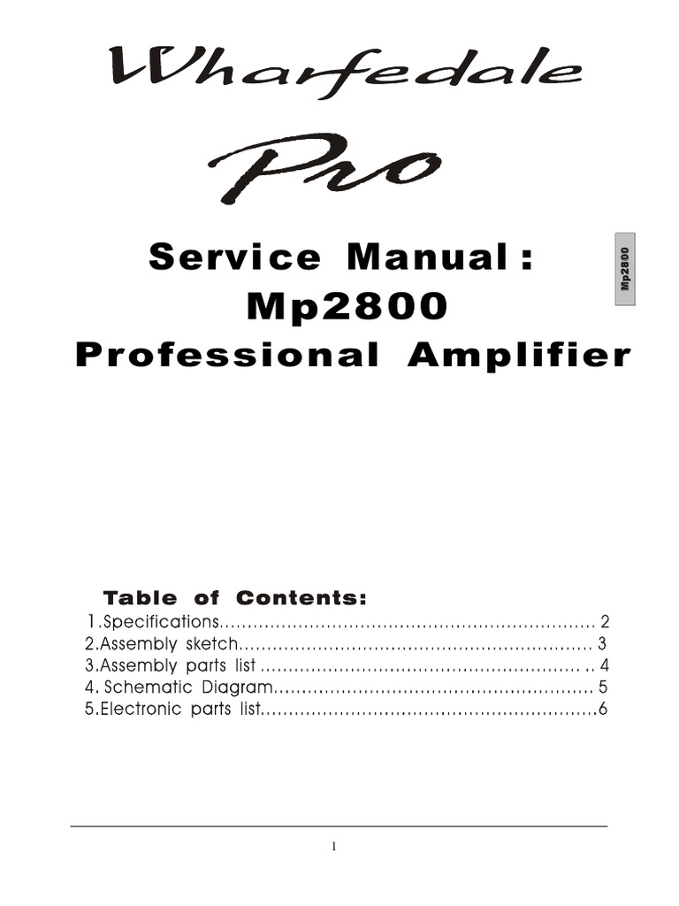 Wharfedale Pro-Mp2800 SM | PDF | Equipment | Electronics