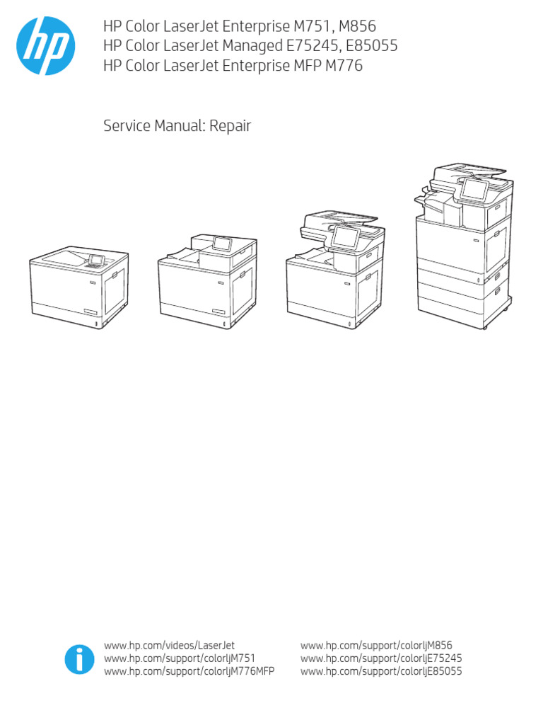 HP CLJ m751 m856 E75245 E85055 MFP m776 Repair Manual | PDF ...