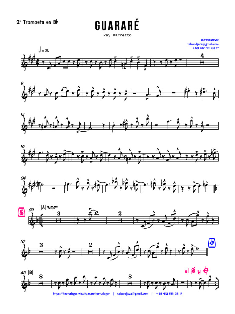 GUARARÉ - Ray Barretto - 2 Trompeta en BB | PDF