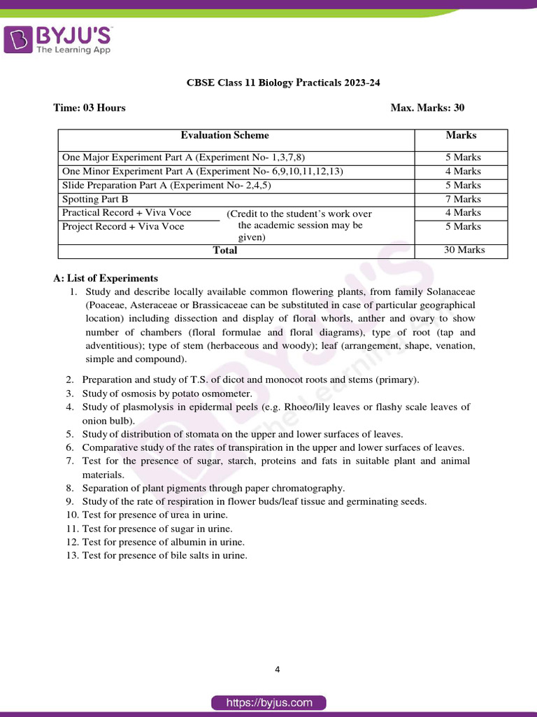 CBSE-Class-11-Biology-Practicals-2023-24 | PDF