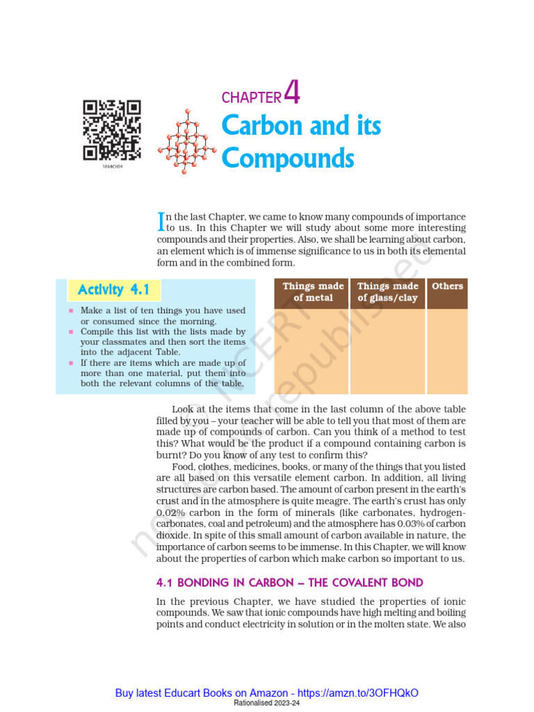 CH - 4 Carbon and Its Compounds | PDF