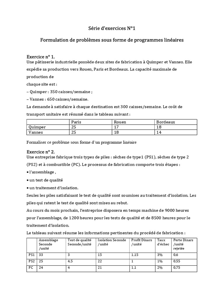 TD1 Programmation Linèaire | PDF | Cancer