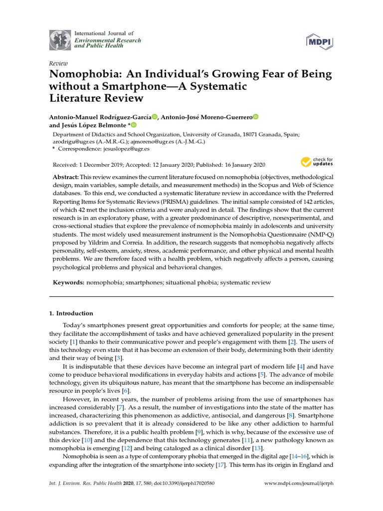 Nomophobia Systematic Review | PDF | Self-Improvement