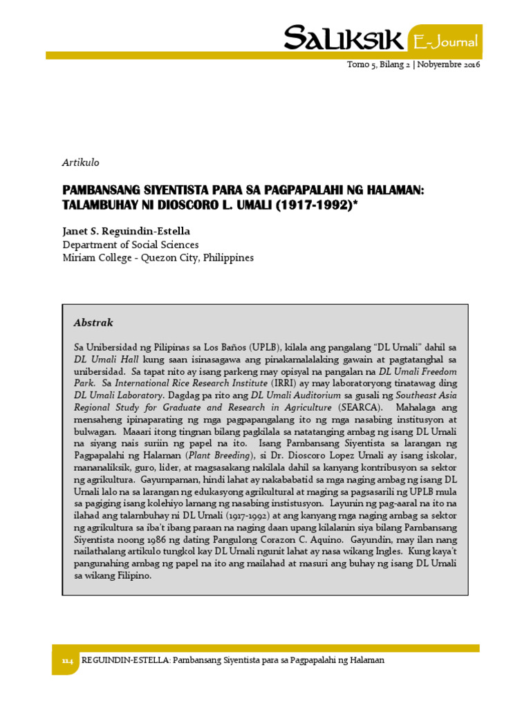 Dioscoro L Umali 1917-1992 | PDF