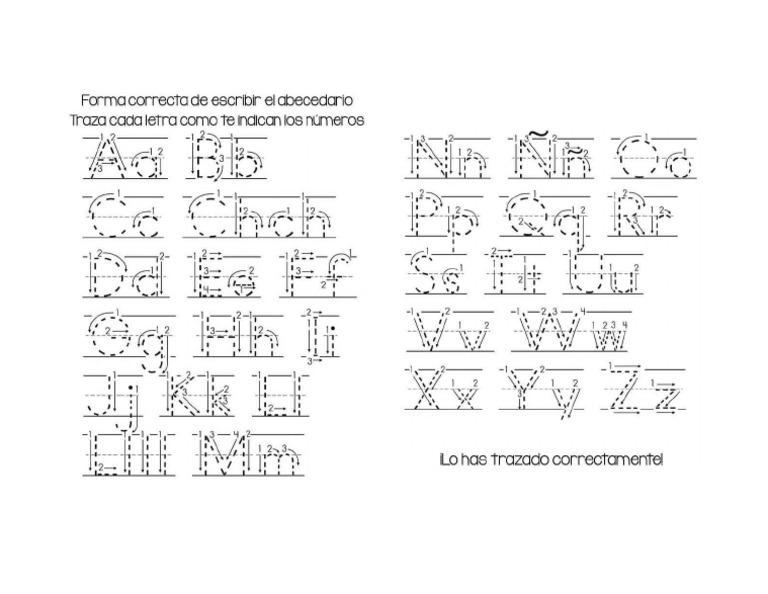 Correcta Forma de Escribir El Abecedario | PDF