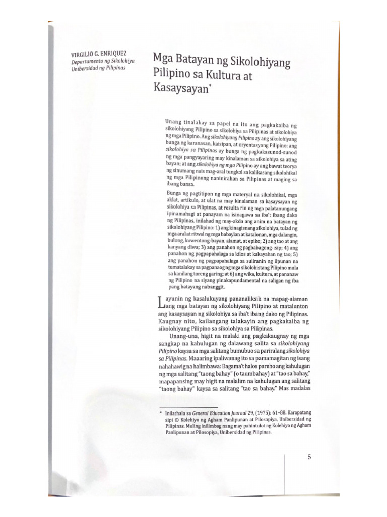 Mga Batayan NG Sikolohiyang | PDF