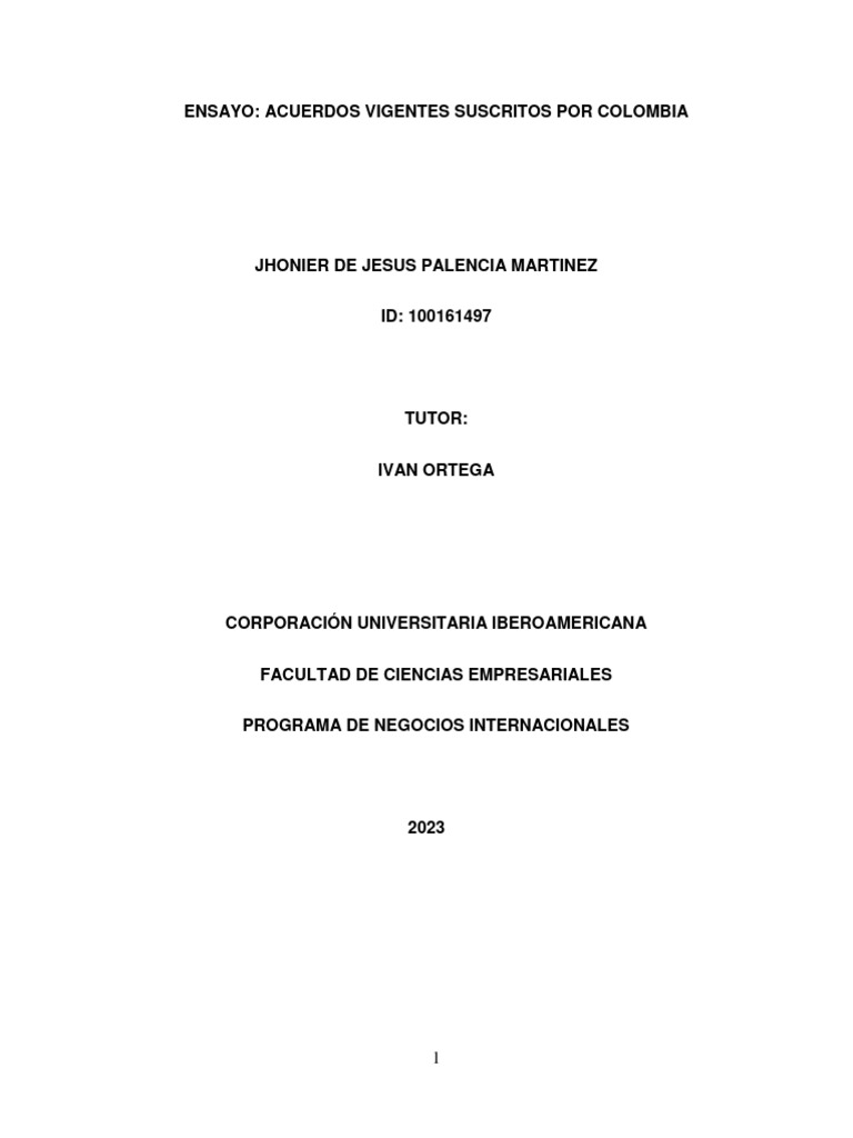 Ensayo Acuerdos Bilaterales | PDF | Comercio | Tratado de Libre Comercio Norteamericano