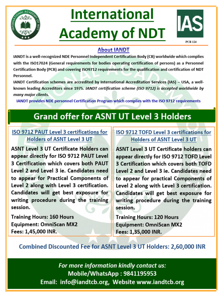ISO 9712 PAUT TOFD Level 3 FOR ASNT LEVEL 3 HOLDERS | PDF | Computers ...