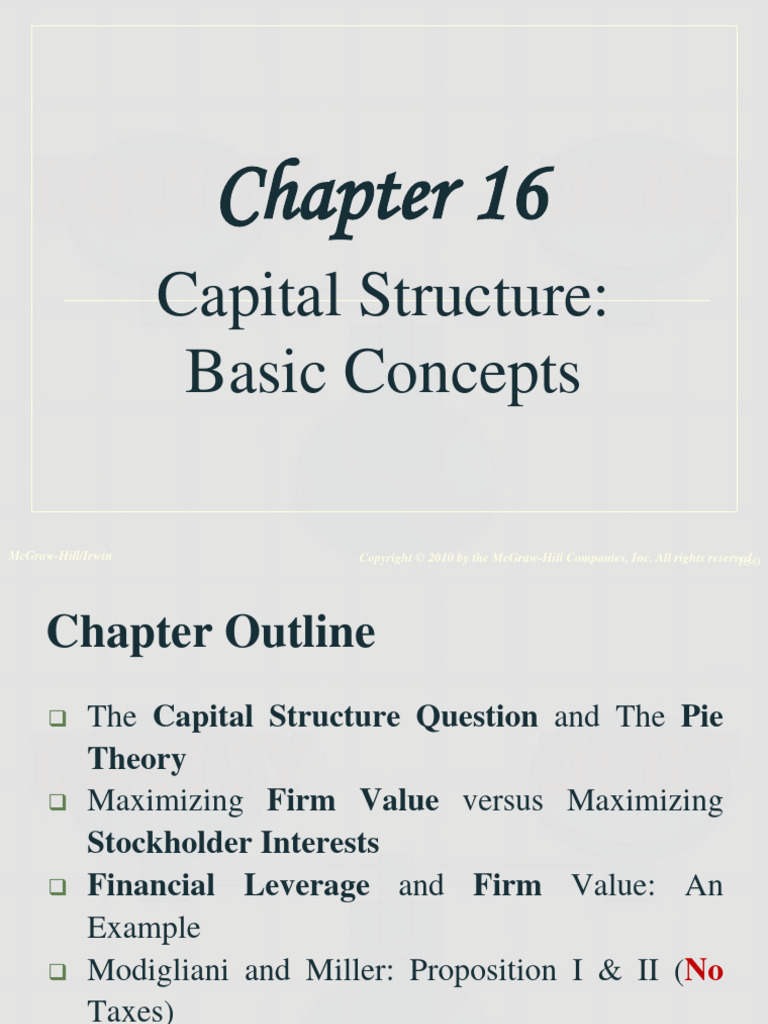 Chap 16 - Capital Structure - Basic Concepts | PDF | Capital Structure | Market (Economics)