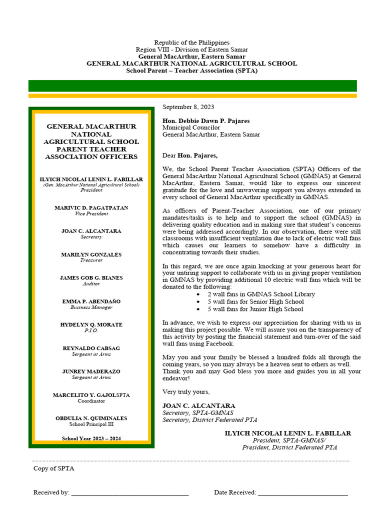 SOLICITATION LETTER (Wall Fans) | PDF