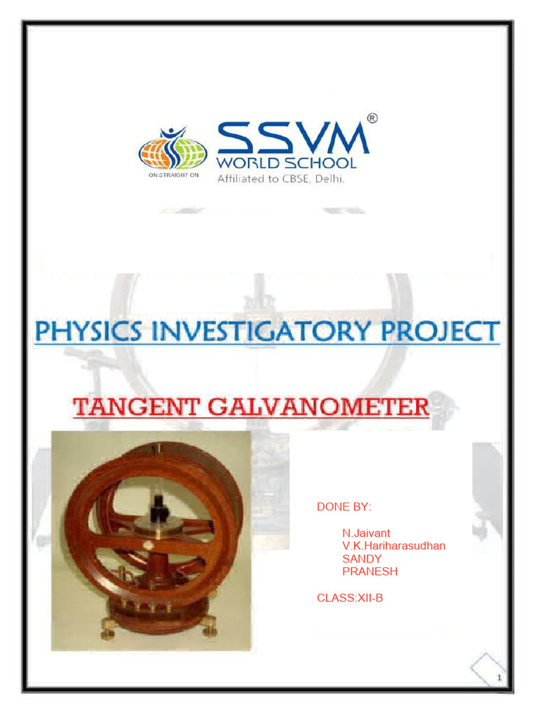 Tangent Galvanometer | PDF | Earth's Magnetic Field | Electromagnetism