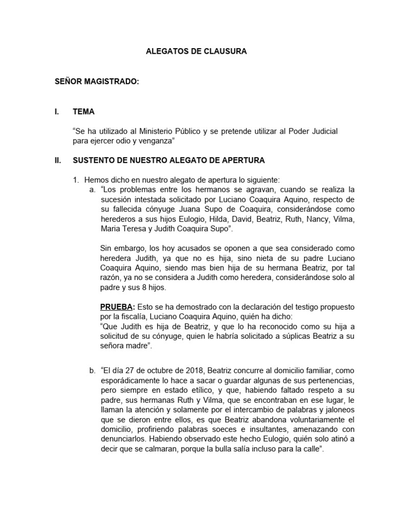 Alegatos de Clausura | PDF | Derecho