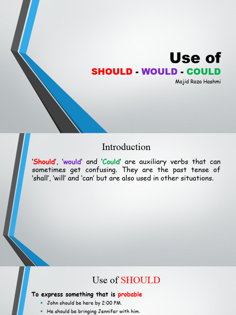 Spoken Notes - Use of Should Would and Could | PDF | Semantic Units ...