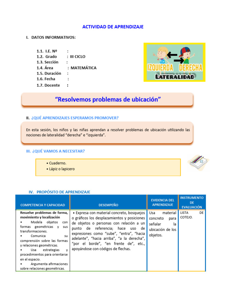 E1 A5 SESION MAT Resolvemos Problemas de Ubicación | PDF