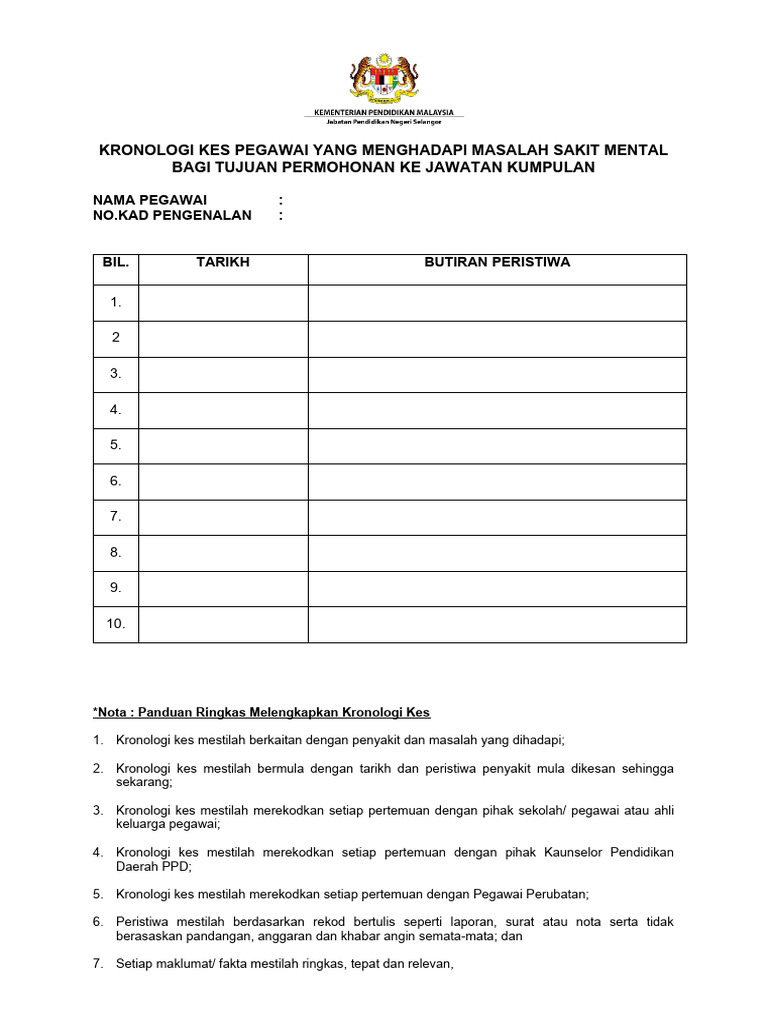 Format Kronologi Kes | PDF