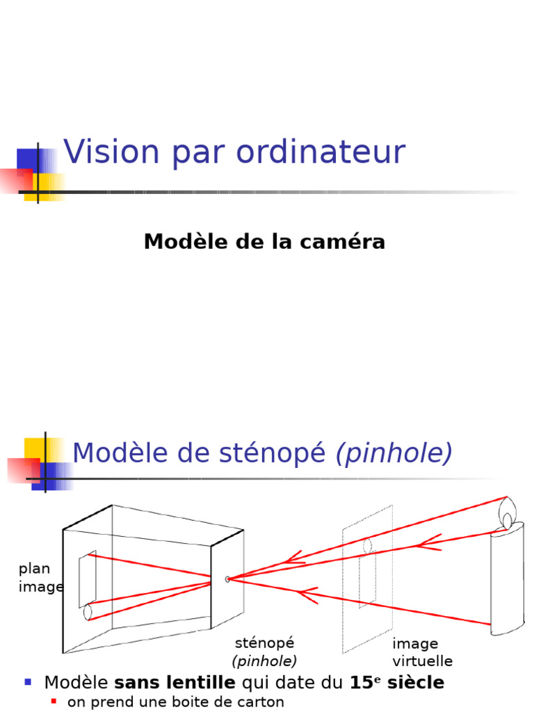 Modèles de Caméra en Vision par Ordinateur | PDF