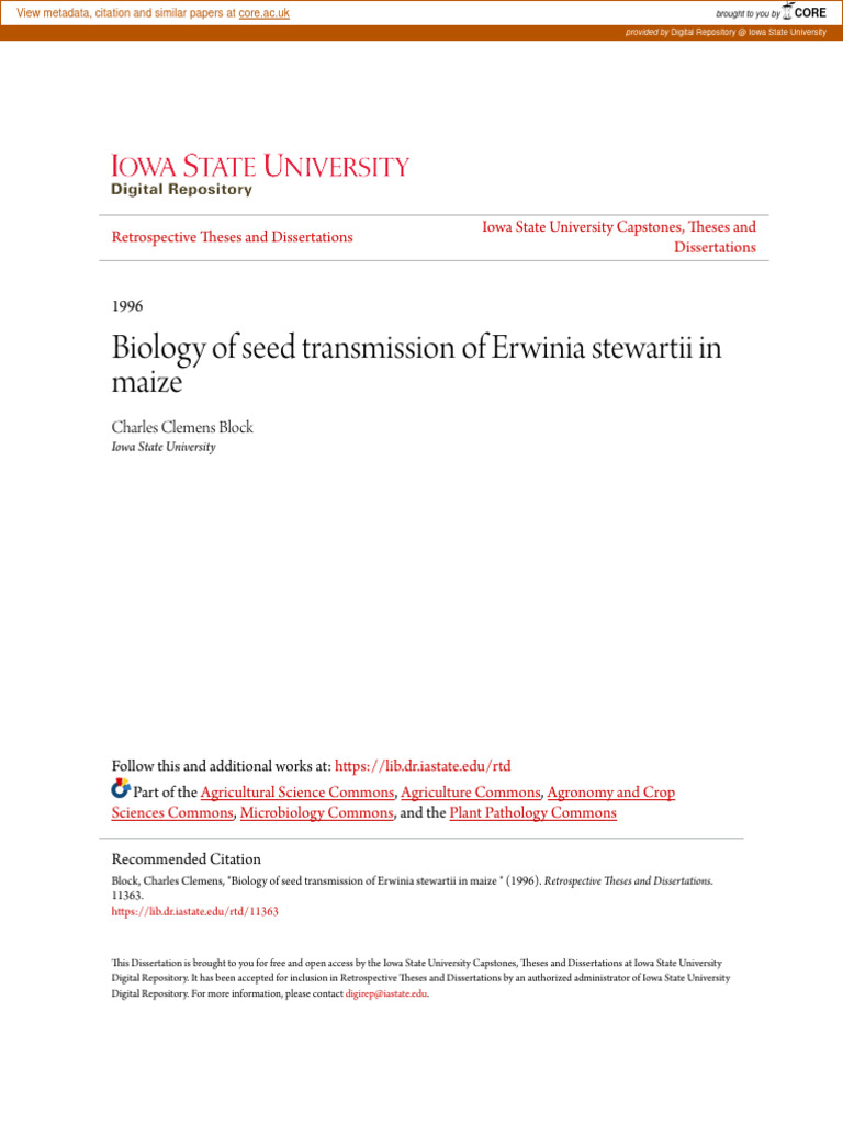 Erwinia Stewartii | PDF | Plant Pathology | Infection