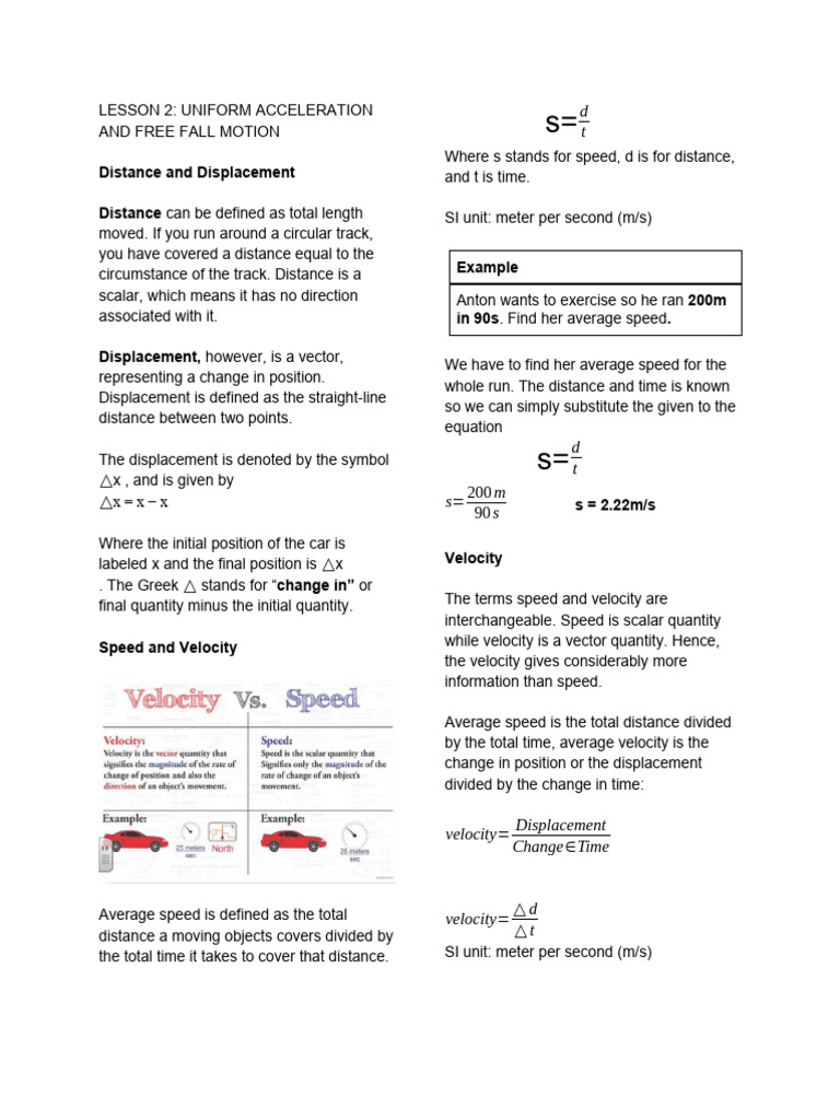 Physics wk2 | PDF | Velocity | Acceleration