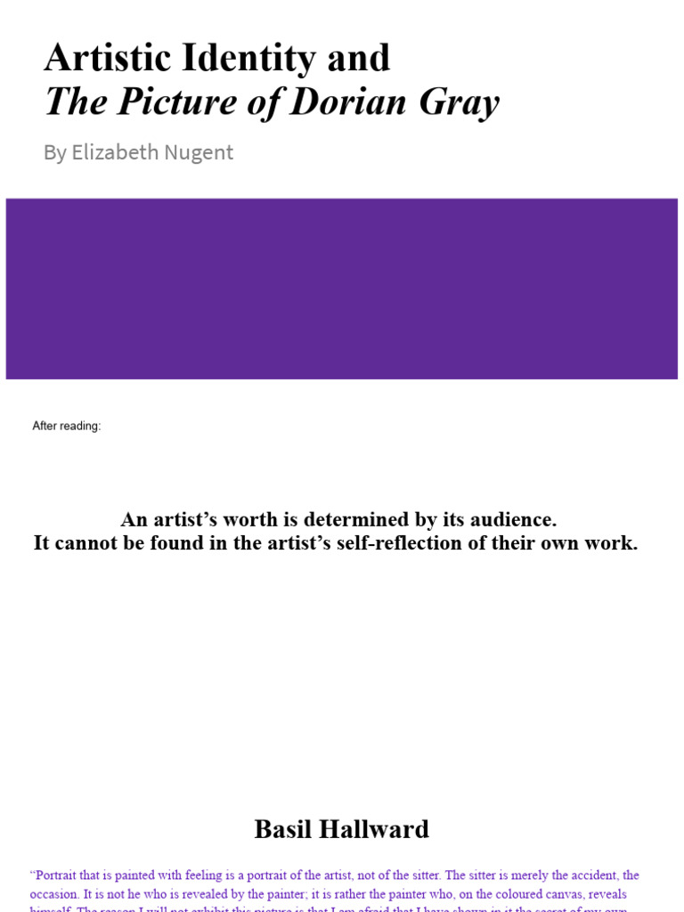 Artistic Identity and The Picture of Dorian Gray - Elizabeth Nugent | PDF