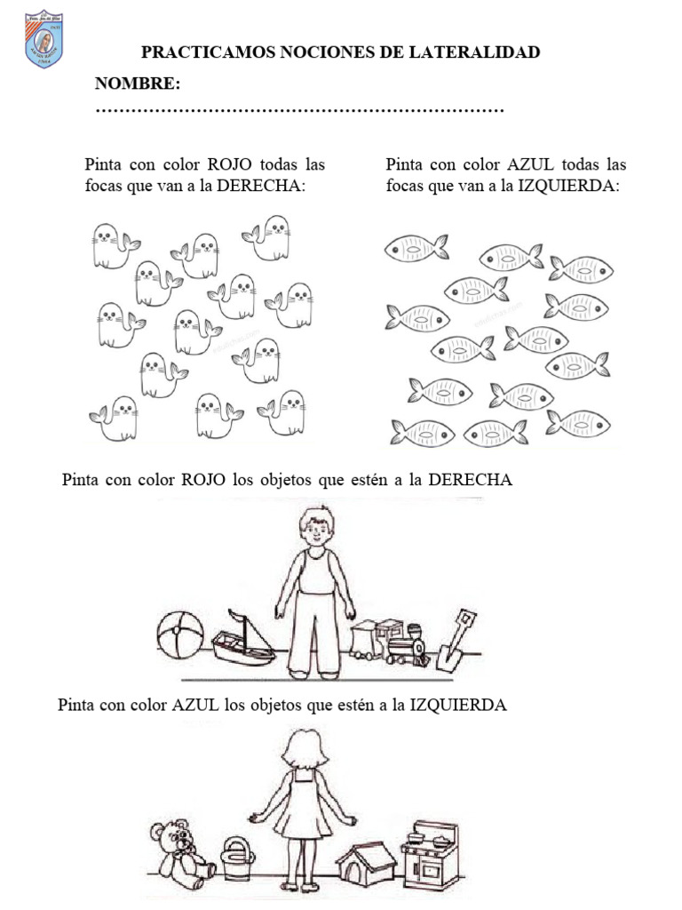 Ficha Practicamos Nociones de Lateralidad | PDF