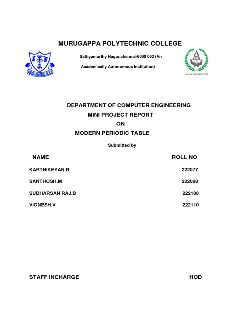 C Program for Modern Periodic Table | PDF