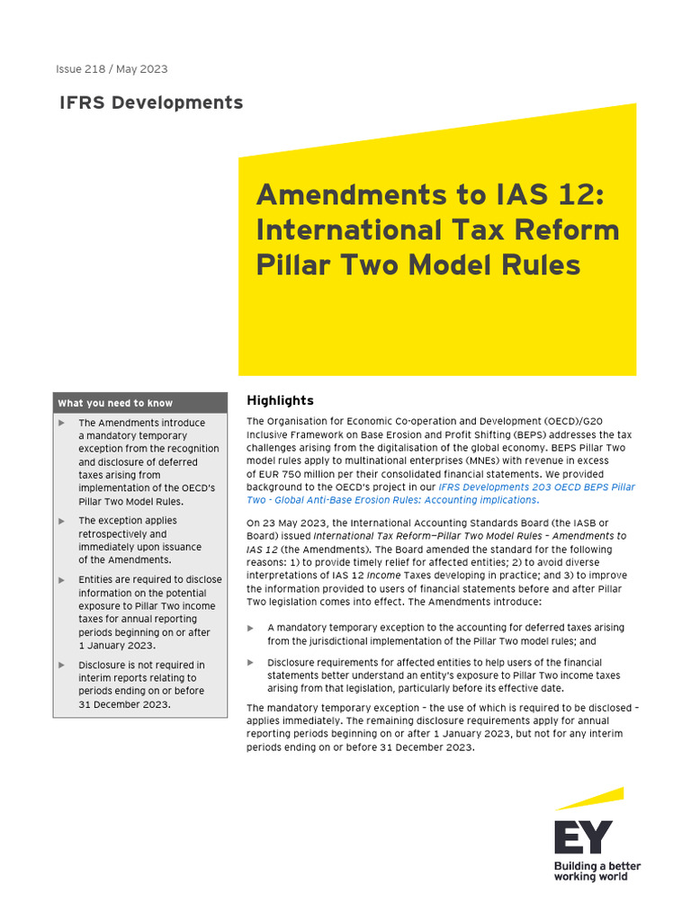 Ey Ifrs Devel 218 Ias 12 Amendment Pillar Two May 2023 | PDF