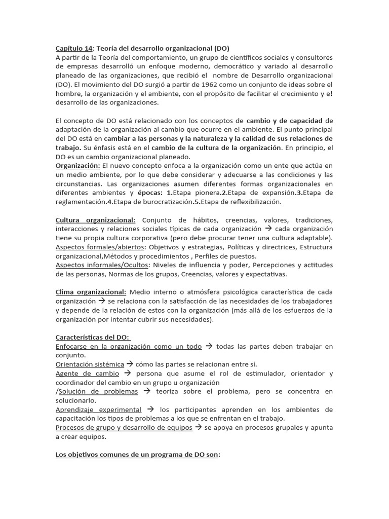 Teoría Del Desarrollo Organizacional Pdf Aprendizaje Ciencias Del