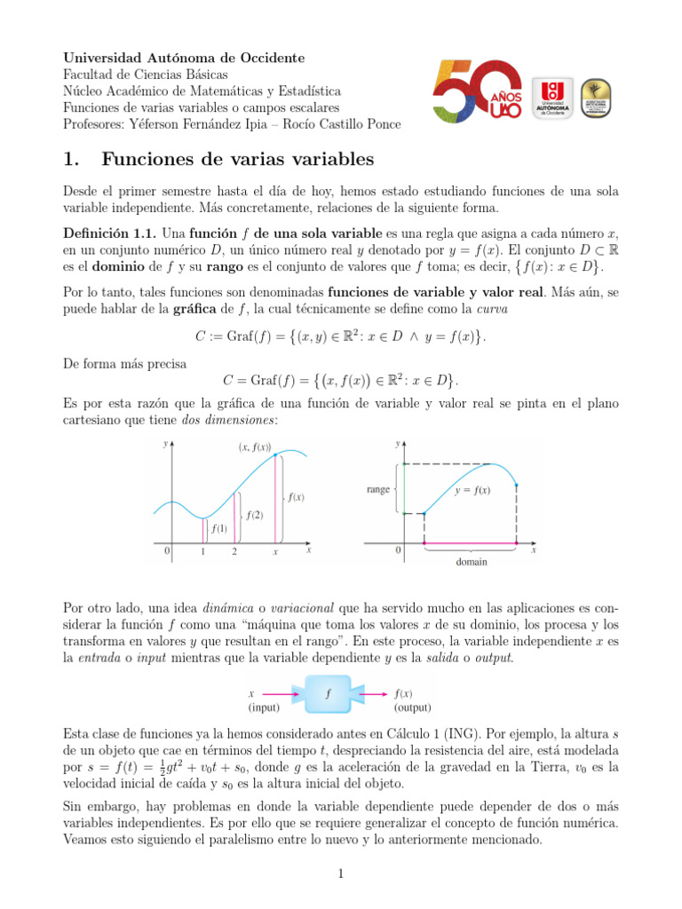 Funciones de Varias Variables | PDF | Función (Matemáticas) | Vector Euclidiano