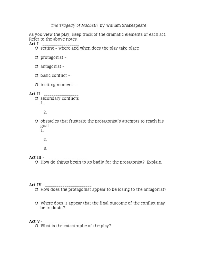 Macbeth Dramatic Structure | PDF | General Fiction