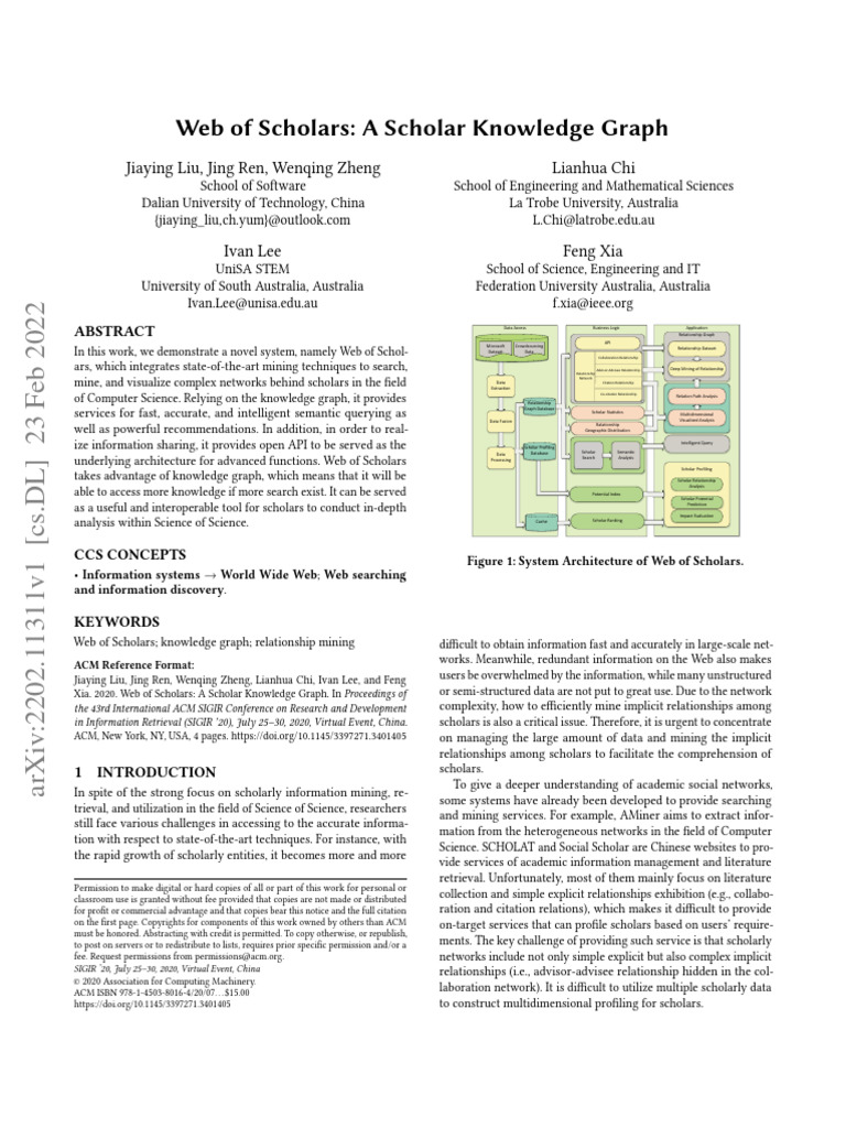 Web of Scholars: A Scholar Knowledge Graph: Jiaying Liu, Jing Ren ...