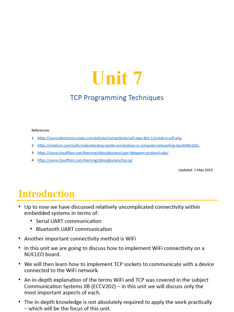 Unit 7 - TCP Programming Techniques | PDF Unit 7 - TCP Programming Techniques | PDF