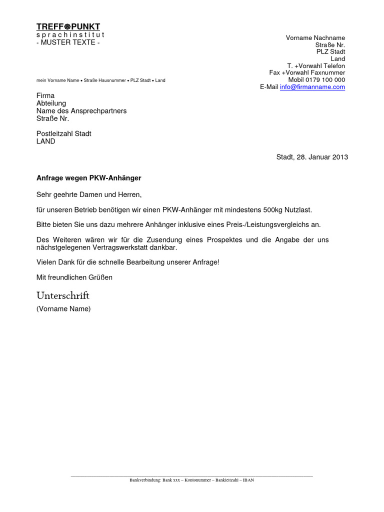 01 Anfrage Musterbrief - 1 | PDF
