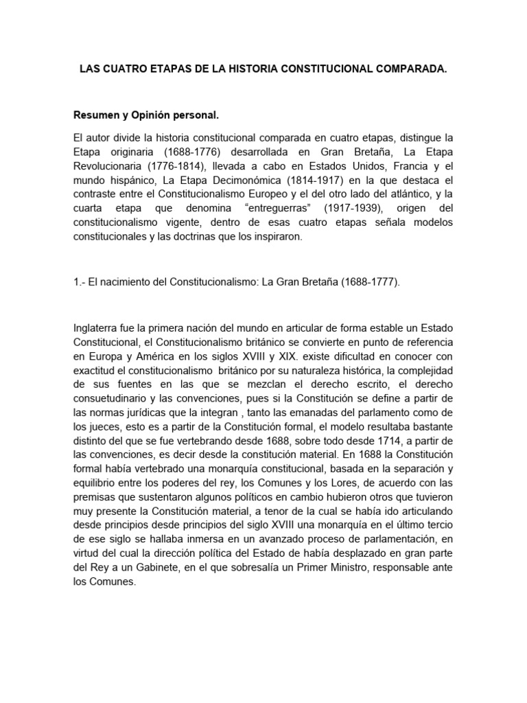 Etapas De La Historia Constitucional Pdf Historia