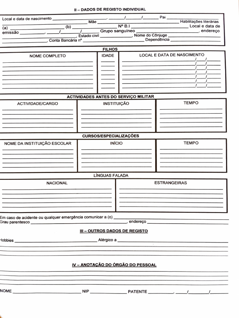 Ficha Militar | PDF | Política de defesa | Segurança nacional